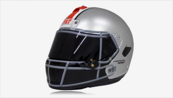 Racing helmet styled after Ohio State football helmet