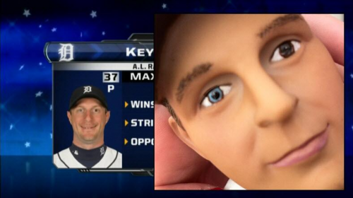 Max Scherzer bobblehead has two different color eyes, just like real life
