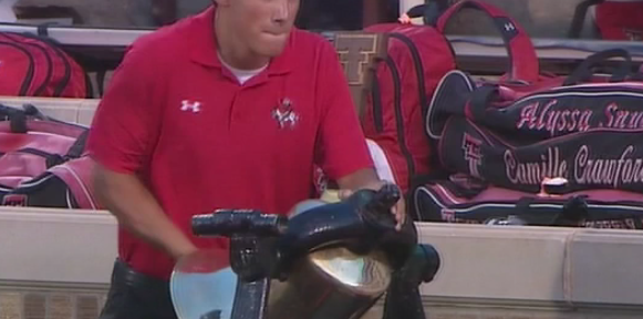 ESPN camera shows Texas Tech bell ringer feverishly ringing bell