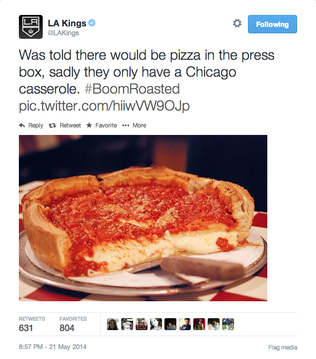 LA Kings Twitter Account Chirps Deep Dish Pizza