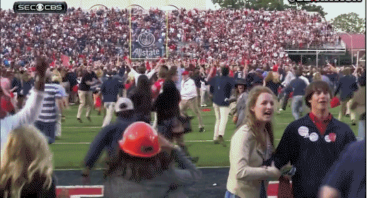 Ole Miss Fans Storm The Field, Tear Down Goal Posts